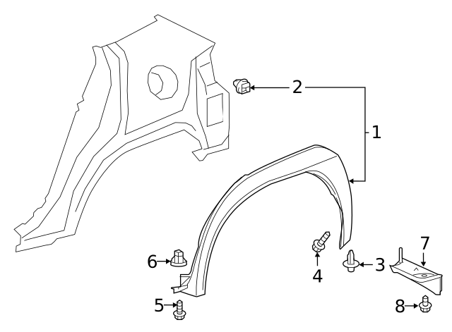 90467-08225 - Wheel Opening Molding Clip - 2015-2024 Lexus | My L Parts