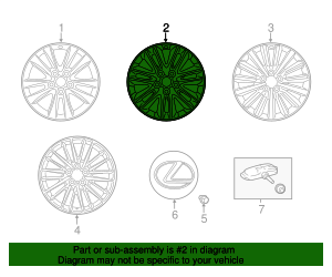 2013-2017 Lexus Wheel, Alloy 4261A-50162 | Genuine Lexus Parts