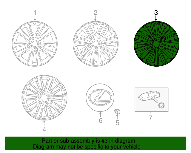 4261A-50152 - Wheel, Alloy - 2013-2017 Lexus | DiscMonster