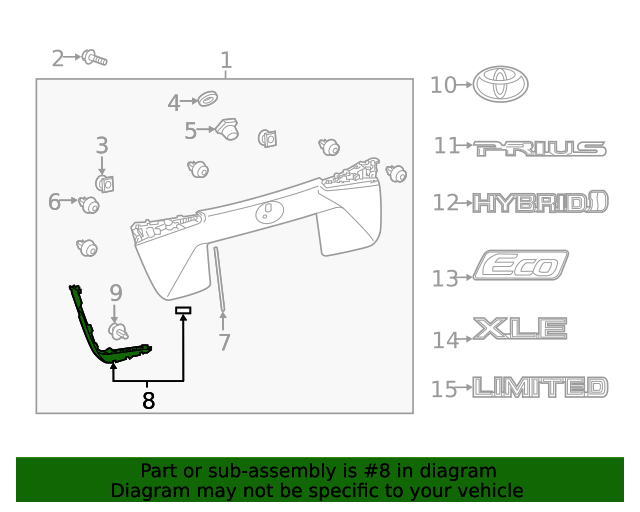 2019-2022 Toyota Edge Molding 76816-47030 | Toyota Parts
