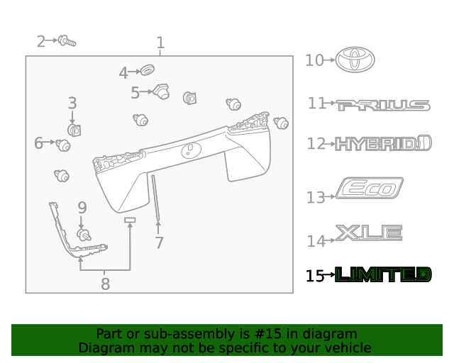 75444-47090 - Nameplate - 2019-2022 Toyota Prius | OEM Genuine Toyota Parts