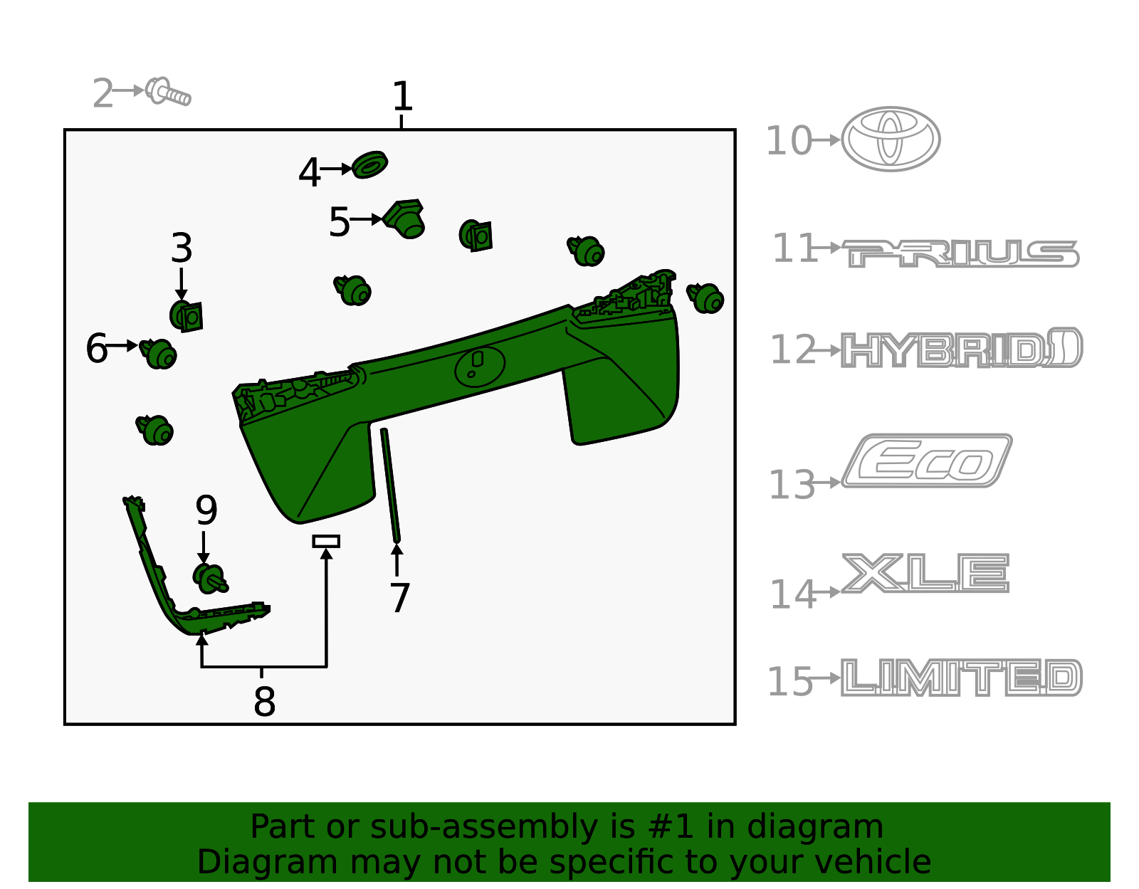 Genuine Toyota Lift Gate Trim part# 76801-47170-B0 for 2019-2022 Toyota ...