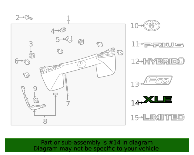 2021-2022 Toyota Prius Hatch Emblem 75444-47130 | Toyota Parts Center