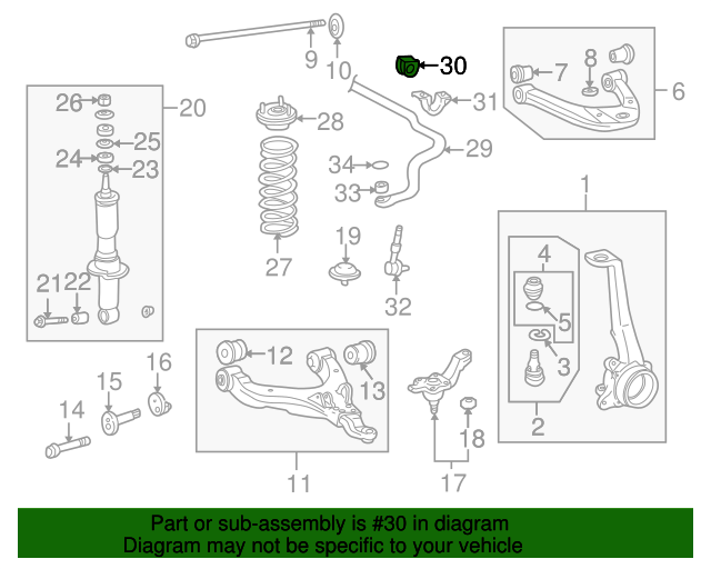 48815-35100 - Suspension Stabilizer Bar Bushing (Front) - 1996-2002 ...