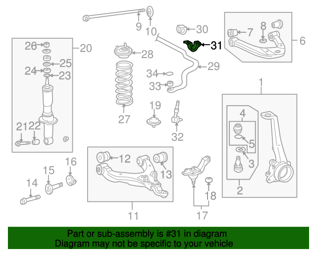 1996-2002 Toyota 4Runner Suspension Stabilizer Bar Bracket (Left, Front ...
