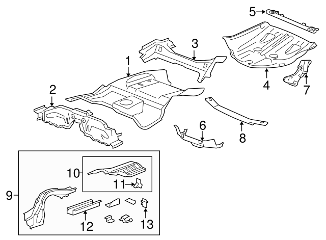 66550-TP7-A00ZZ - Gusset L Rear Bulkhead (Lower) - 2010-2015 Honda ...