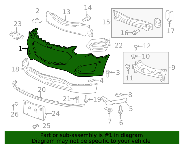 2016-2017 Chevrolet Equinox Front Upper Bumper Cover 23413531 GM ...