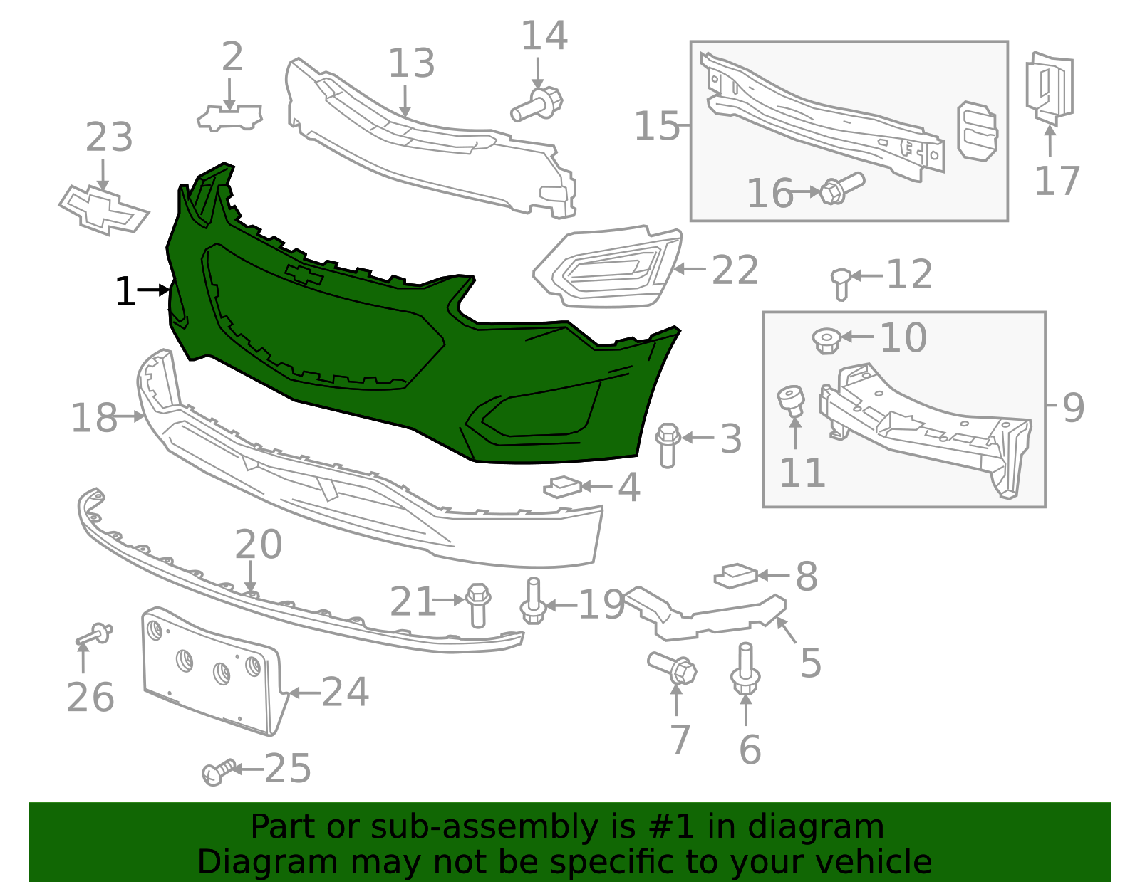 23413530 - Front Upper Bumper Cover 2016-2017 Chevrolet Equinox ...