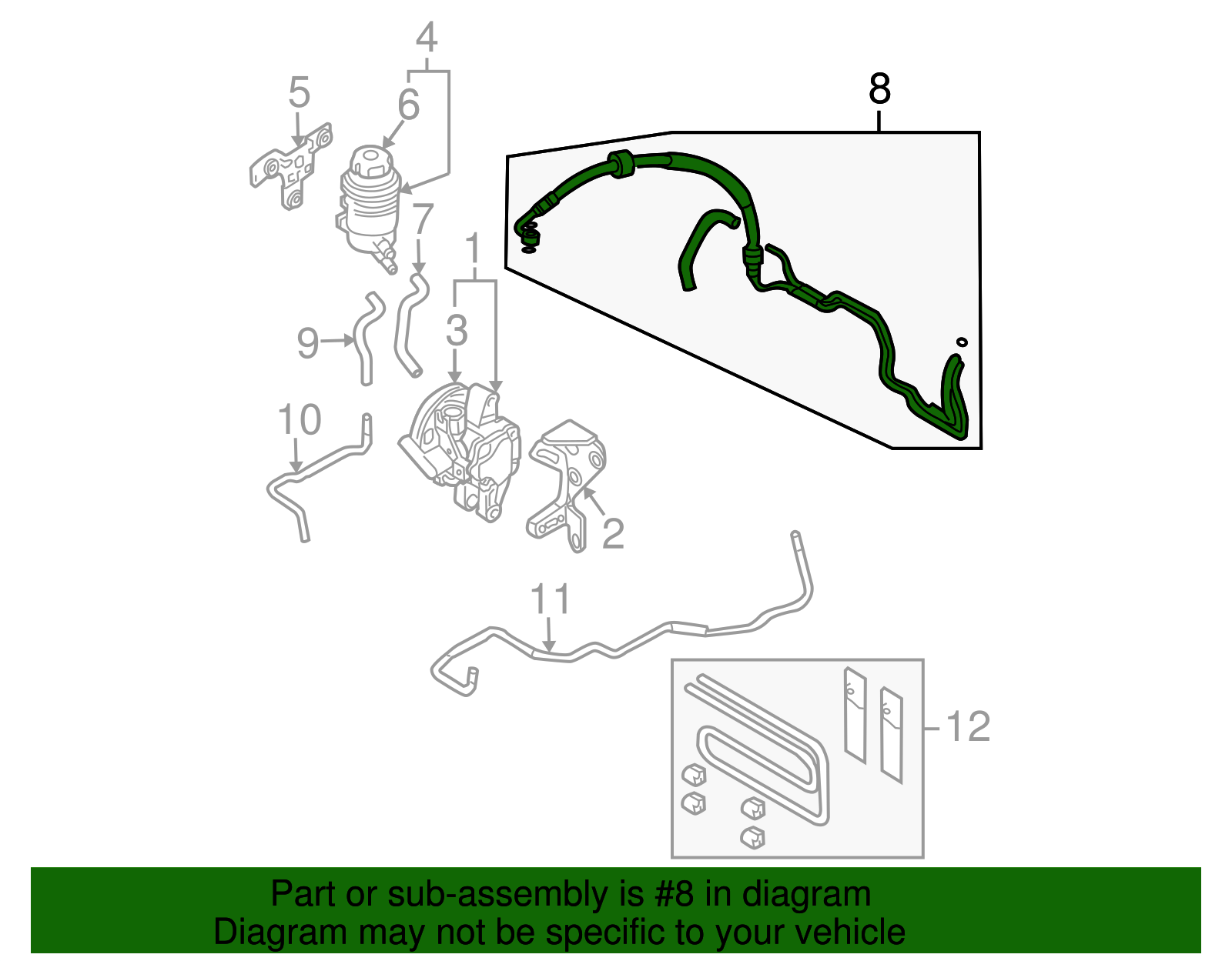 57510-2E001 - Power Steering Pressure Hose 2005-2010 Kia Sportage ...