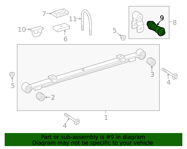 000-321-02-50 - Leaf Spring Rear Bushing 2014-2022 Mercedes-Benz ...
