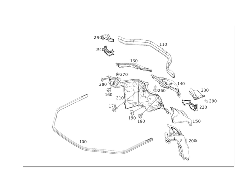 Engine Compartment Partition Wall, Wheel Well Detachable Parts for 2010 ...
