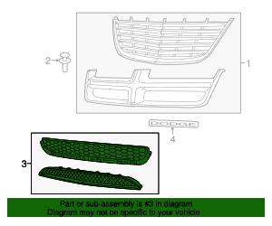 2011-2014 Dodge Avenger Grille 68081994AA | Mopar Parts Canada