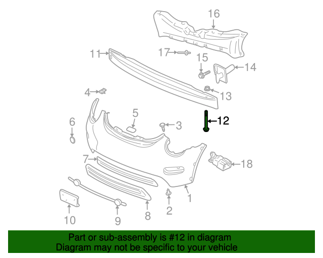 1998-2018 Volkswagen Impact Bar Bolt N-101-410-03 | VW Direct Auto Parts