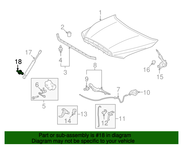 2007-2022 Toyota Support Cylinder Ball Stud 68961-0C030 | Toyota Parts ...