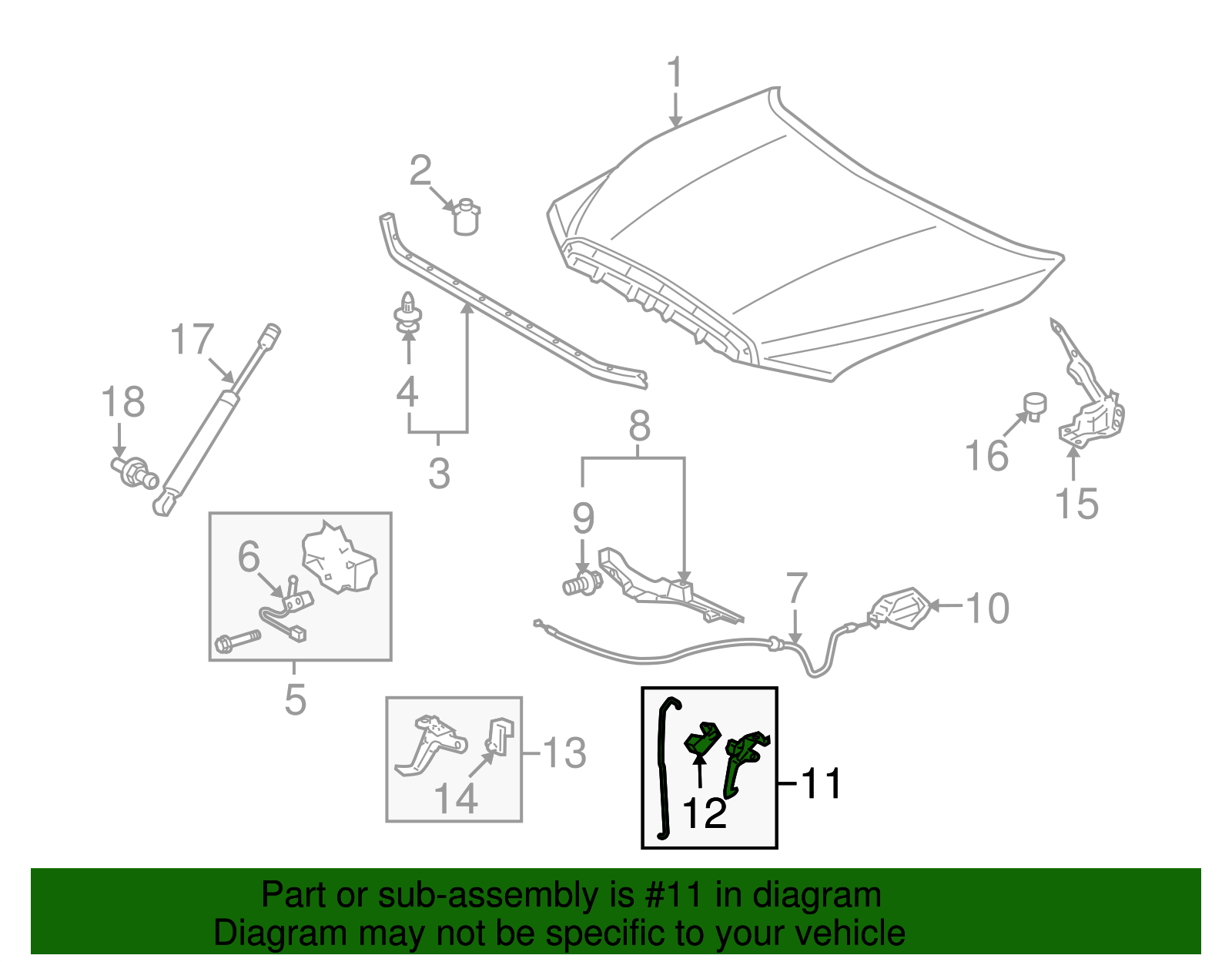 Genuine Toyota Hood Safety Catch part# 53550-0C060 for 2008-2022 Toyota ...