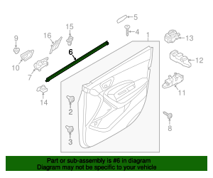 2013-2016 Hyundai Belt Weather-Strip 82231-2W000 | Hyundai Wholesale Direct