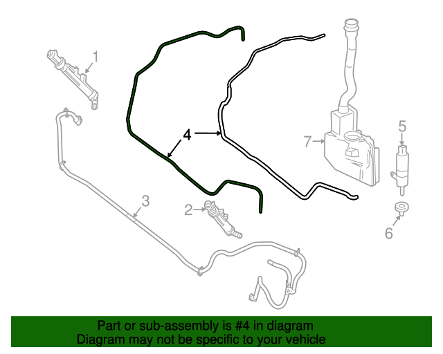 166-860-13-92 - Headlight Washer Hose 2012-2015 Mercedes-Benz ...