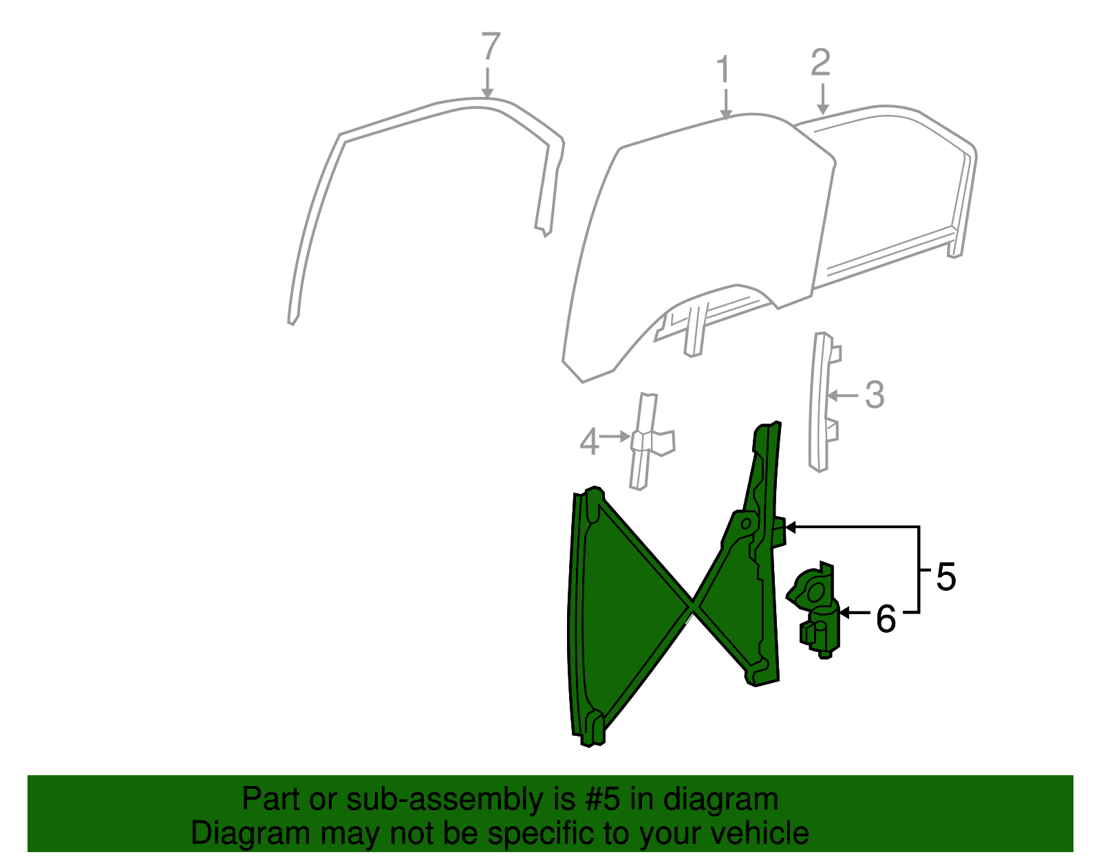 2007-2014 GM Front Driver Side Window Regulator with Motor 20971729 GM ...