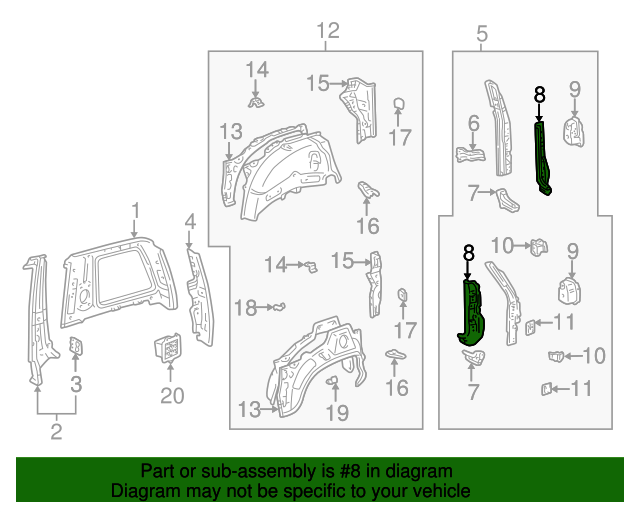 1996-2000 Toyota RAV4 Rear Panel Assembly Drip Channel 61621-42010 ...