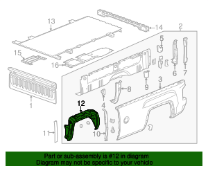 2014-2019 Chevrolet Driver Side Truck Bed Wheel Housing Panel 23201348 ...