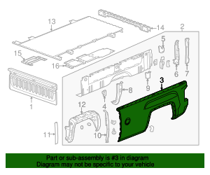 2014-2019 Chevrolet Driver Side Pickup Box Outer Side Panel 23455439 GM ...