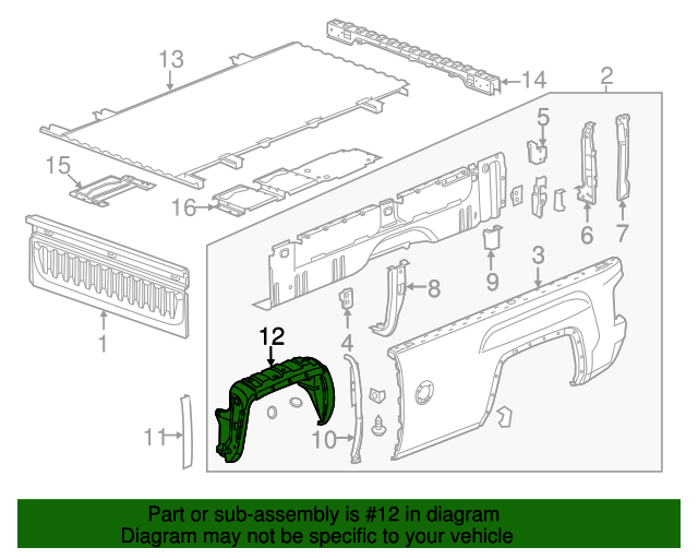 2014-2019 Chevrolet Passenger Side Truck Bed Wheel Housing Panel ...