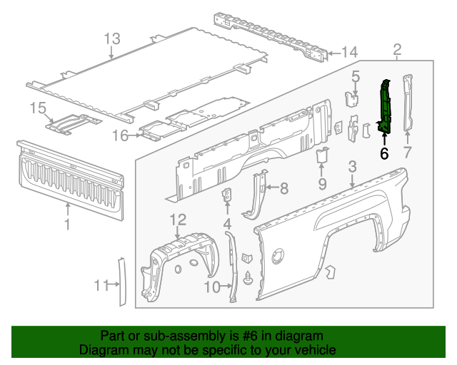 2014-2019 GM Driver Side Pickup Box Side Panel Rear Outer Front ...