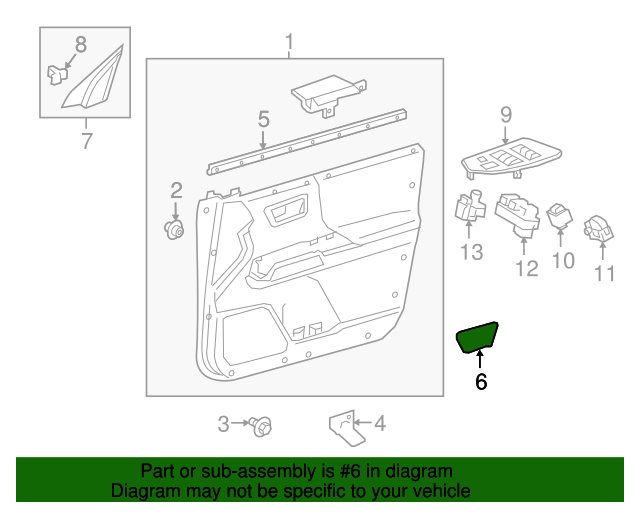 Genuine Toyota Handle, Inside Hole Cover part# 69284-08010-C0 for 2012 ...