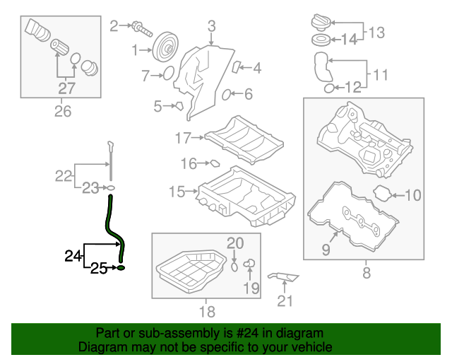 26612-3C503 - Engine Oil Dipstick Tube 2013 Hyundai Genesis ...