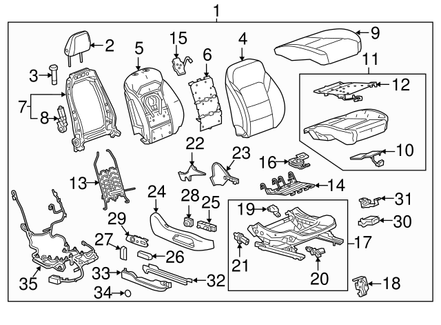 2010-2024 GM Front Seat Adjuster Switch 25974715 GM | GMPartsDirect.com