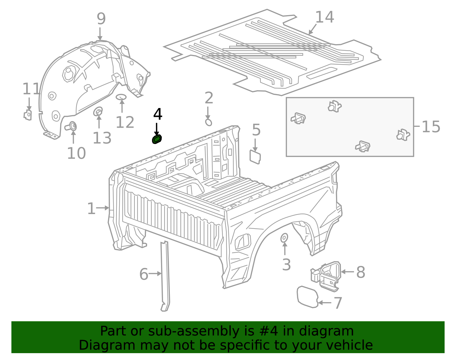 2014-2025 GM Cargo Carrier Pickup Box Side Rail Hole Plug 15891612 GM ...