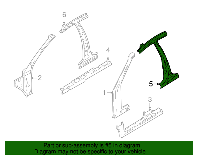 2001-2006 Hyundai Santa Fe Pillar Assembly Center Outer Right-hand ...