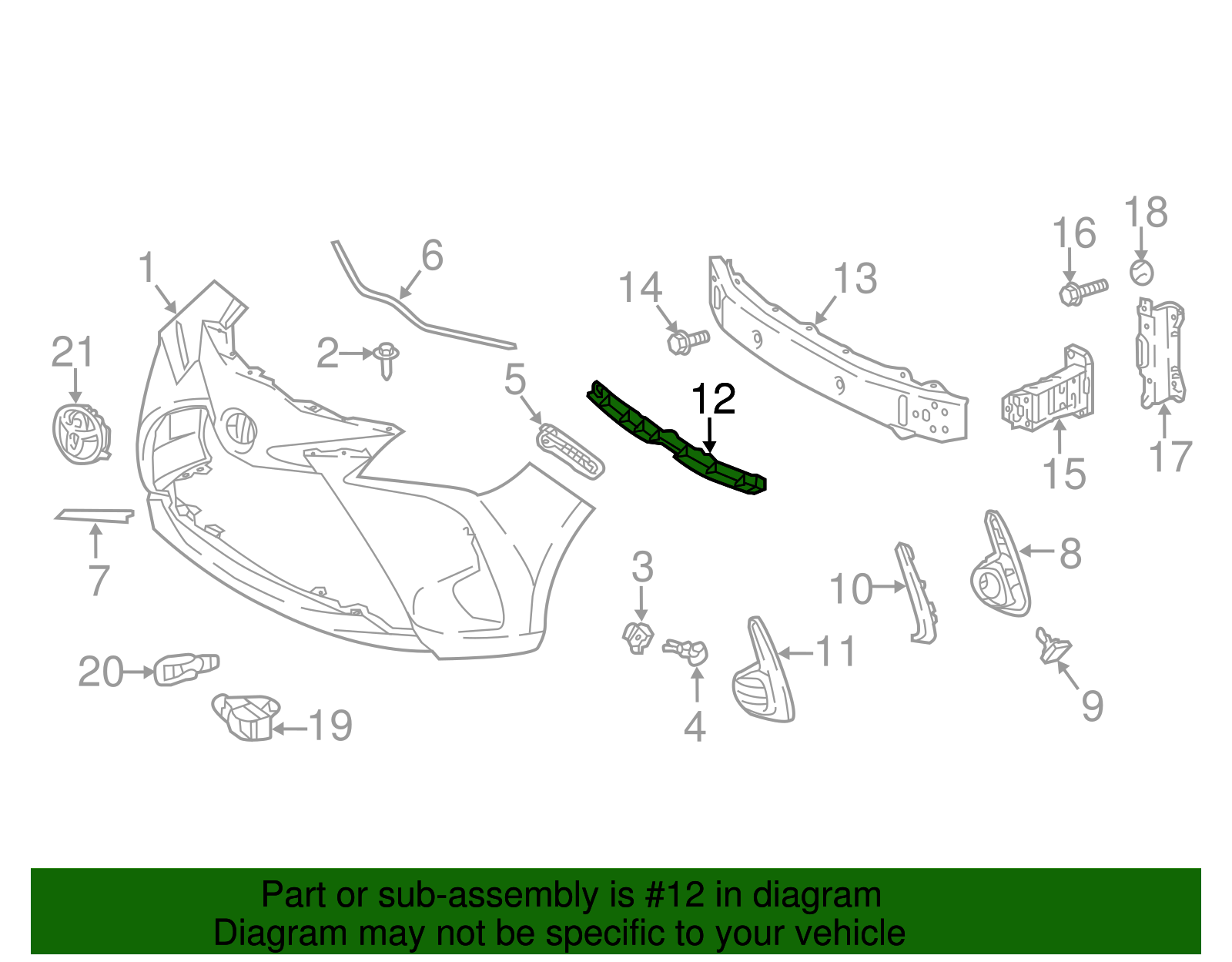 2018 Toyota Yaris 2018 Toyota Yaris - Reinforce Bar 52125-0D060 ...