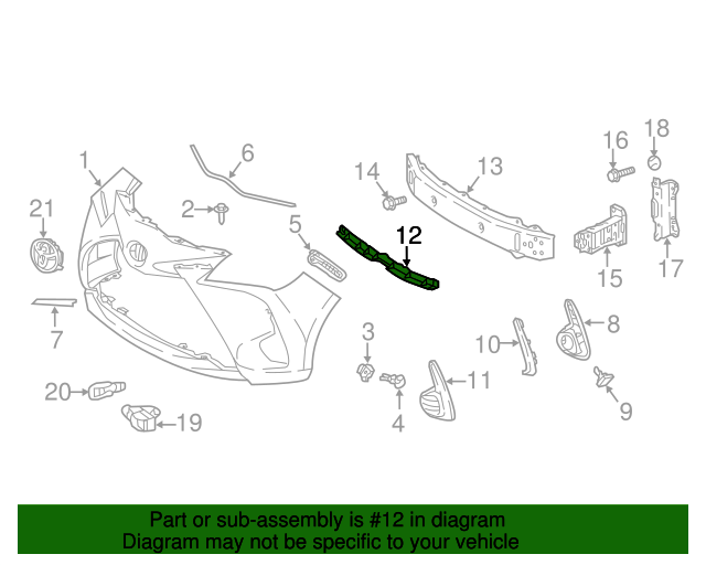 2018 Toyota Yaris Reinforce Bar 52125-0D060 | Toyota Parts