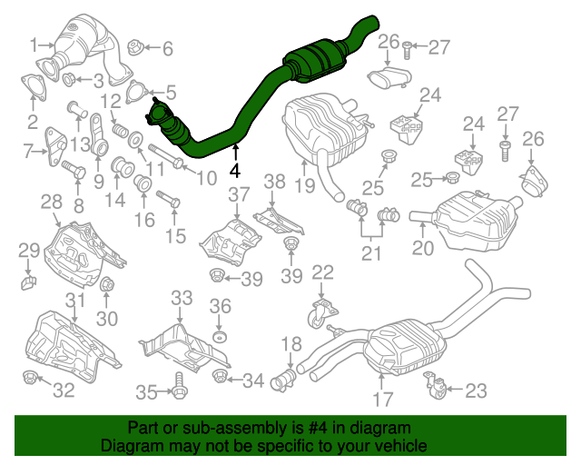 4G0-254-302-B - Muffler & Pipe 2016-2018 Audi | Audi OEM Parts