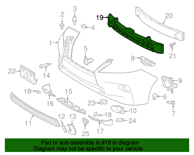 52611-0E070 - Bumper Impact Absorber 2013-2015 Lexus | AutoNationParts.com