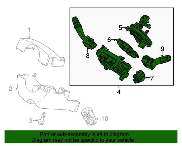 EA1Z-3F791-AB - Housing Assembly Steering Column - 2011-2015 Lincoln ...