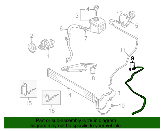2007-2010 Audi Q7 Power Steering Return Hose 7L8-422-891-B | Audi USA Parts