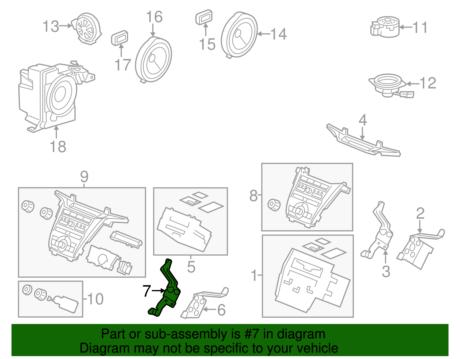 39161-TK8-A10 - 2011-2013 Honda Odyssey - Bracket L Radio | Genuine ...