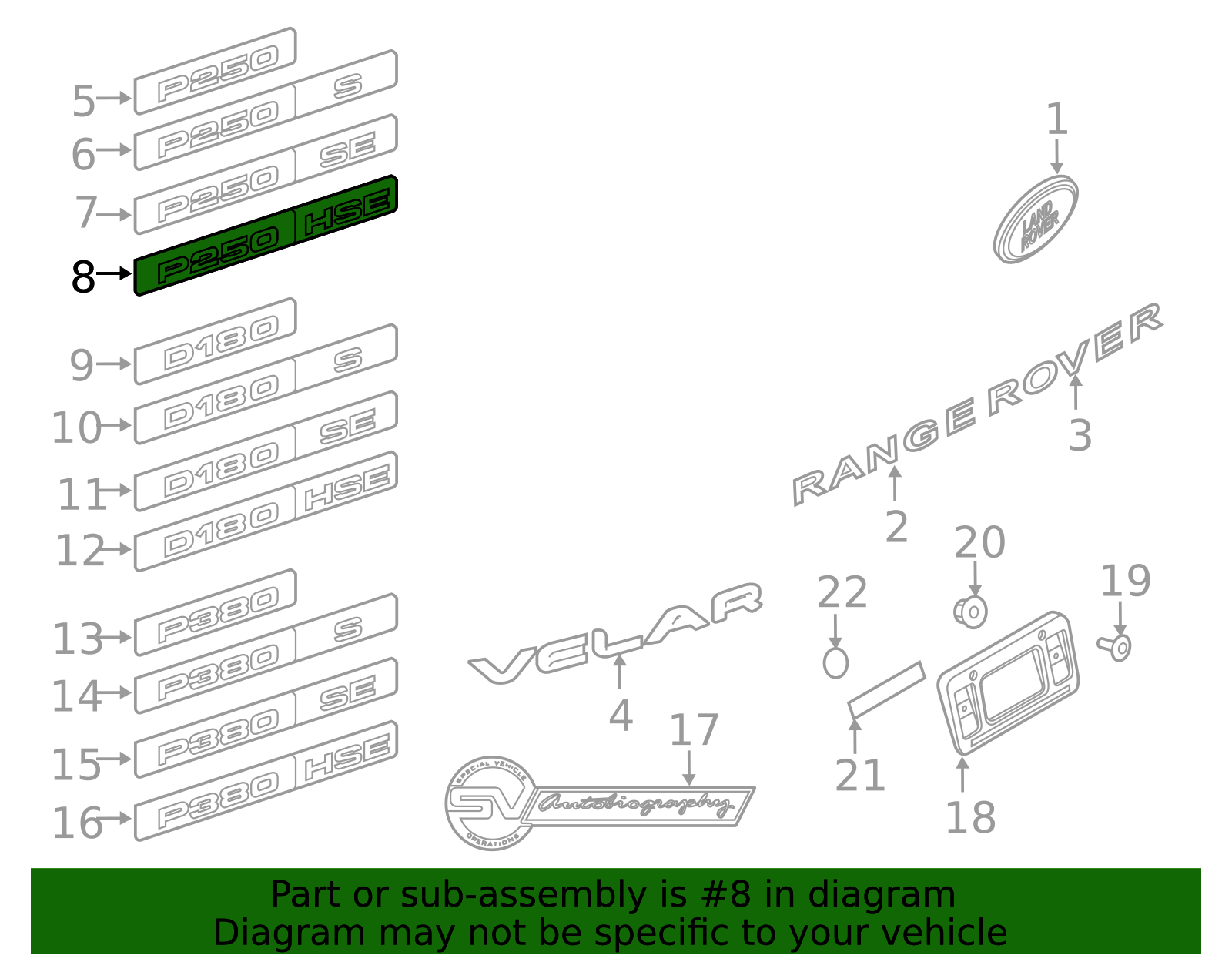Genuine OEM Range Rover Lettering - Gloss Black Part# LR173891 Fits ...