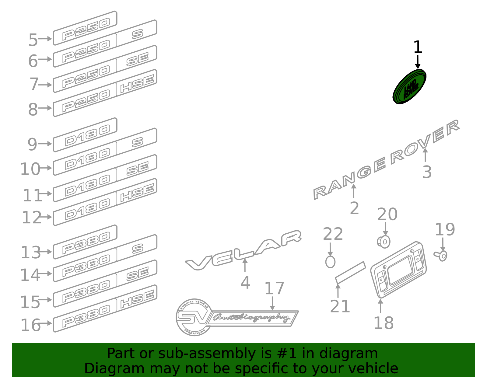 2018-2023 Land Rover Range Rover Velar Emblem LR092979 | OEM Parts Online