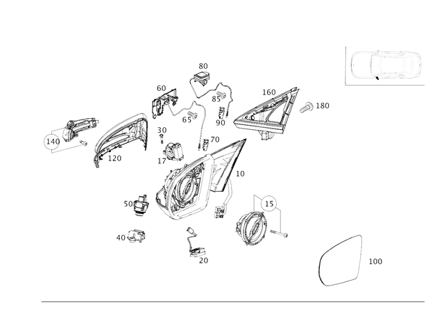Mirror Assembly - Left, Front Left - Part #213-810-45-01 | Mercedes ...