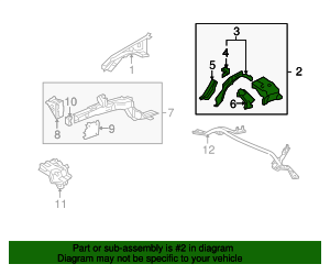 2009-2014 Acura TL Wheelhouse, L Front 60700-TK4-A00ZZ ...
