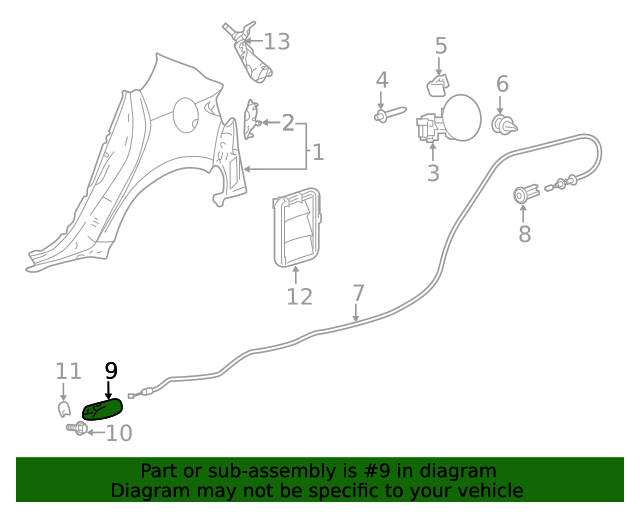 2019-2024 Toyota Fuel Door Release Handle 77306-0A050 | Toyota Parts Center
