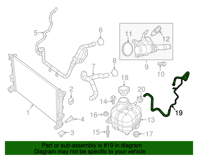 2015-2018 Mopar Reservoir Hose 68104991AE | TascaParts.com