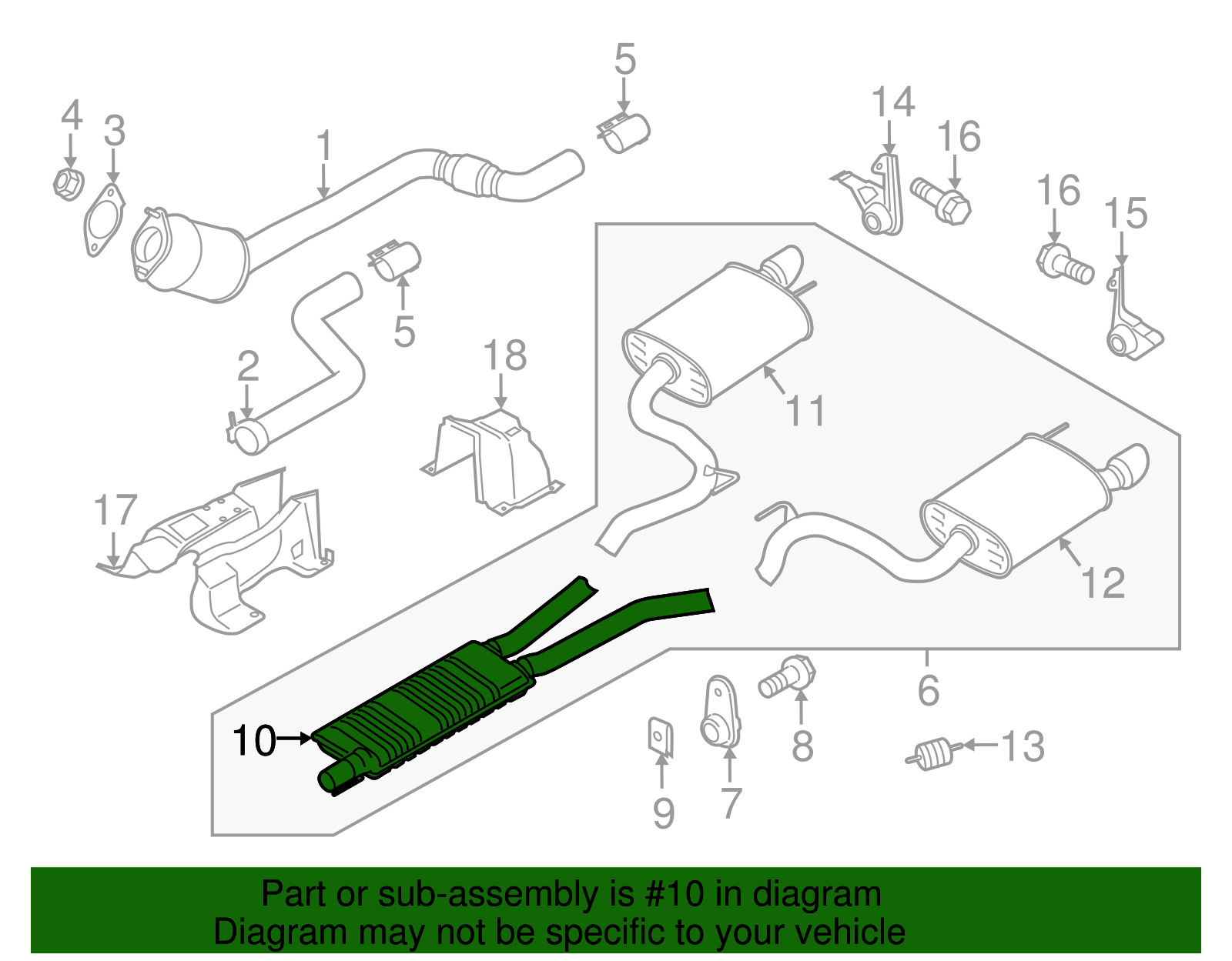 OEM Ford Front Muffler For 2015-2017 Ford Mustang - Part No. FR3Z-5A289 ...
