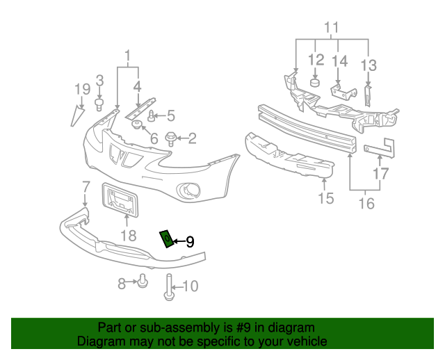 2006-2008 GM Rear Bumper Fascia Extension Retainer 11562252 GM ...