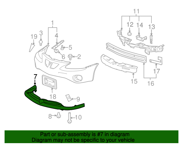 2006-2008 Pontiac Grand Prix Front Bumper Fascia Extension 19120589 ...
