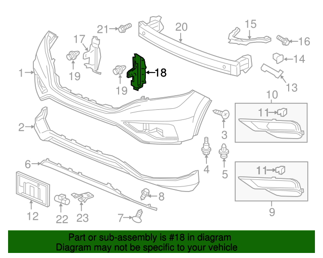71107-T1W-A00ZA - Duct, L Front Bumper Side *Tblack* (Black) 2015-2016 ...