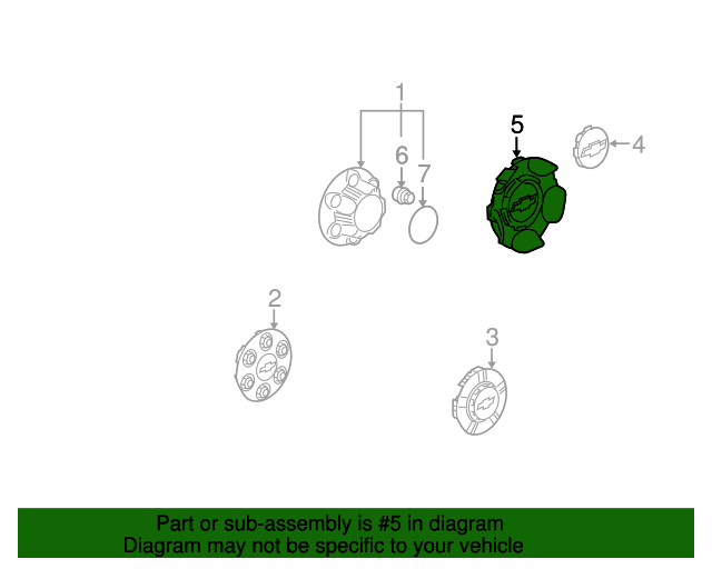 2009-2011 Chevrolet Silverado 1500 (Replaces 19431542) Chrome Hub Cap ...